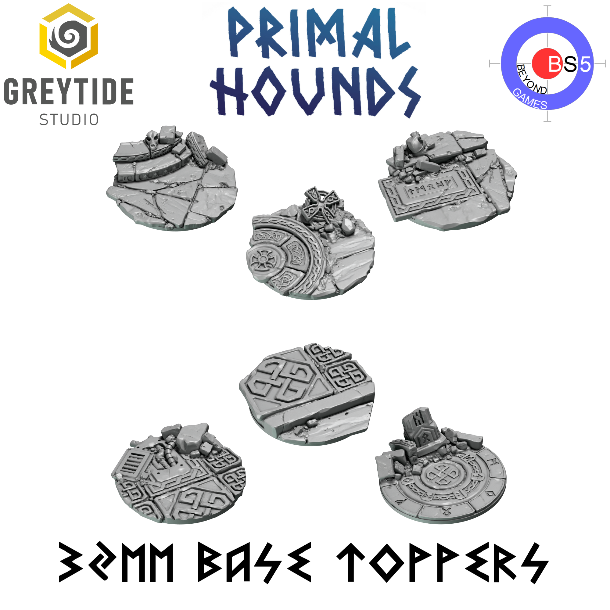 32mm Base Toppers – Primal Hounds – Greytide Studio - BS5 Beyond Games