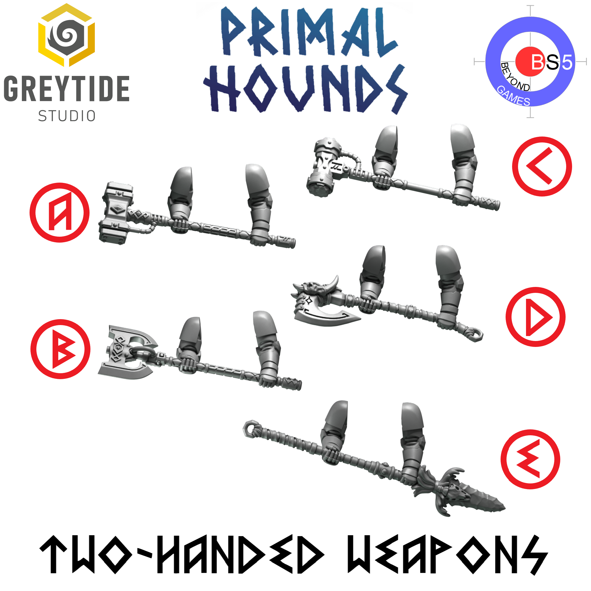 Two-Handed Weapons – Primal Hounds – Greytide Studio - BS5 Beyond Games